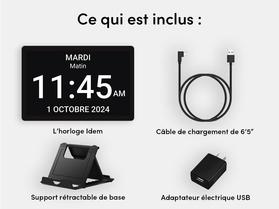 Idem - Horloge calendrier Alzheimer (connectée Wi-Fi ou données mobile | Eugeria